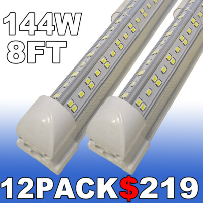 LED Shop Lights Fixture Tube Strip Ceiling Lights 8FT For Garage ...