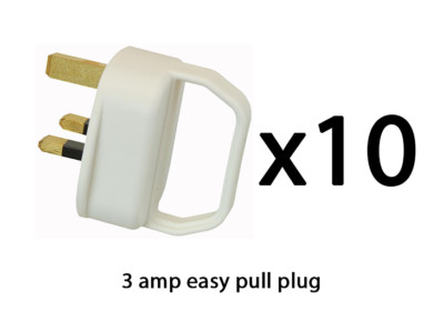 Easy Pull Mains Plug Top 3A Amp WHITE Fused arthritis disability ...