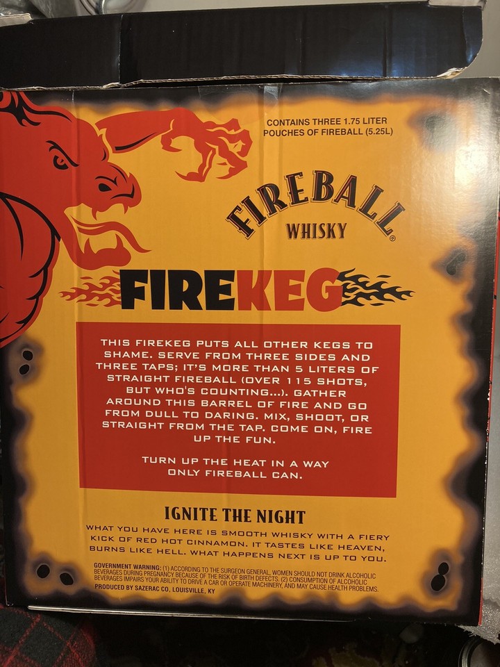 FIREBALL CINNAMON WHISKEY MINI PARTY KEG TASTES LIKE HEAVEN... BURNS ...