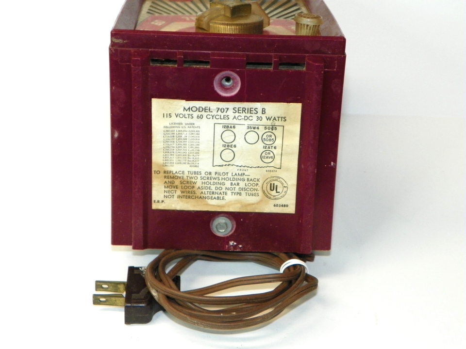 Vintage 1950's Emerson Model 707 Series B Sunburst Vacuum Tube Radio ...