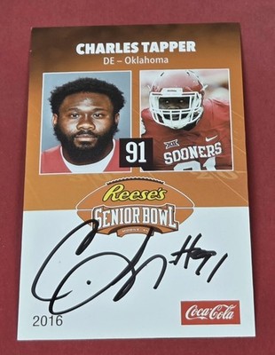 Charles Tapper Auto 2016 Senior Bowl Oklahoma Sooners Signed RC Dallas ...
