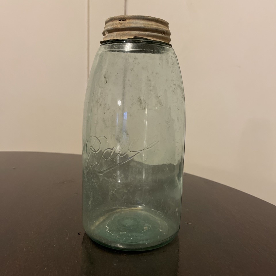 Antique 1900-1910 BALL w "Triple L" Jar half gallon No Mason Aqua Blue ...