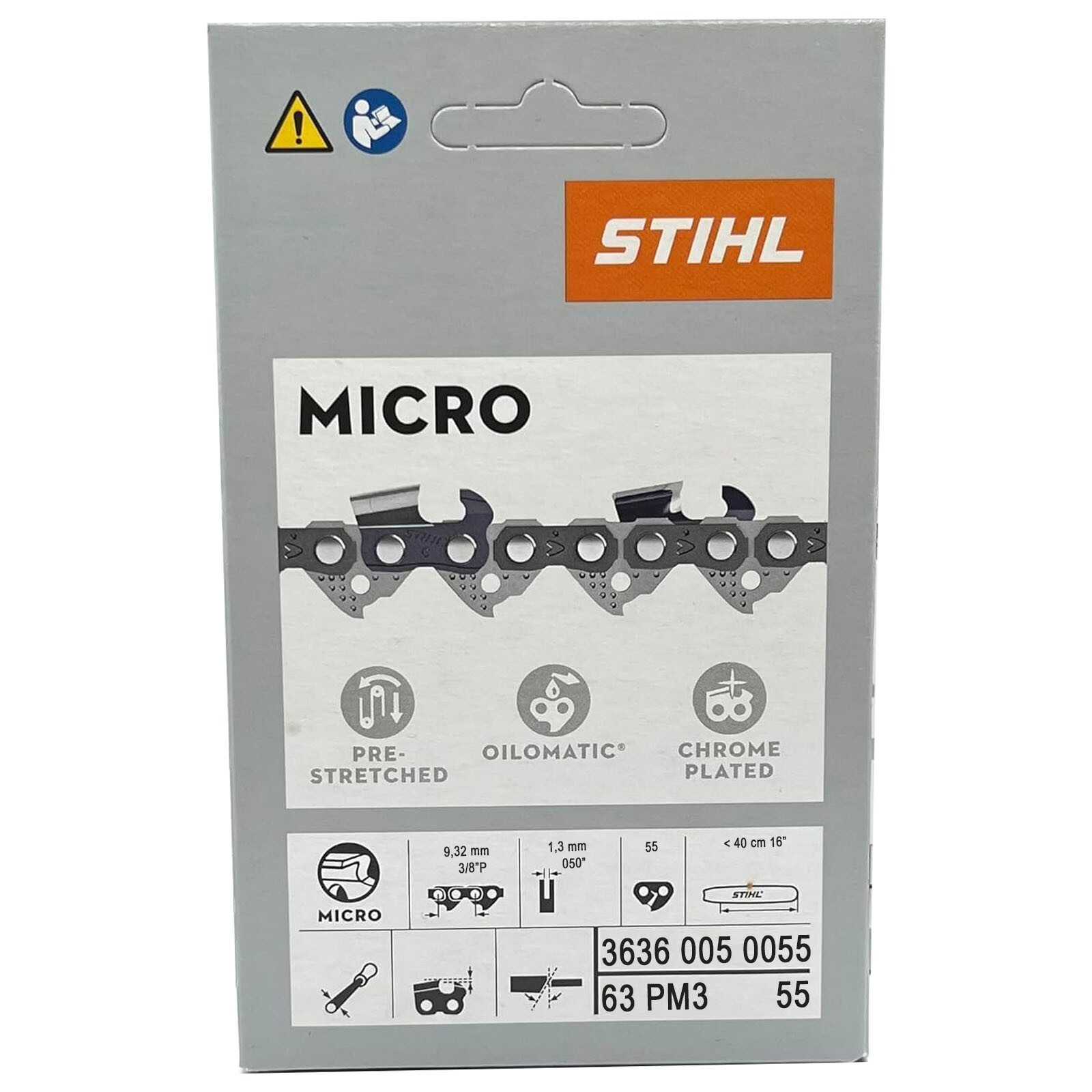 STIHL 63PM3 55 DL 3/8″P 1.3 mm Chain for 16″/40 cm Bar OEM 3636 005 ...