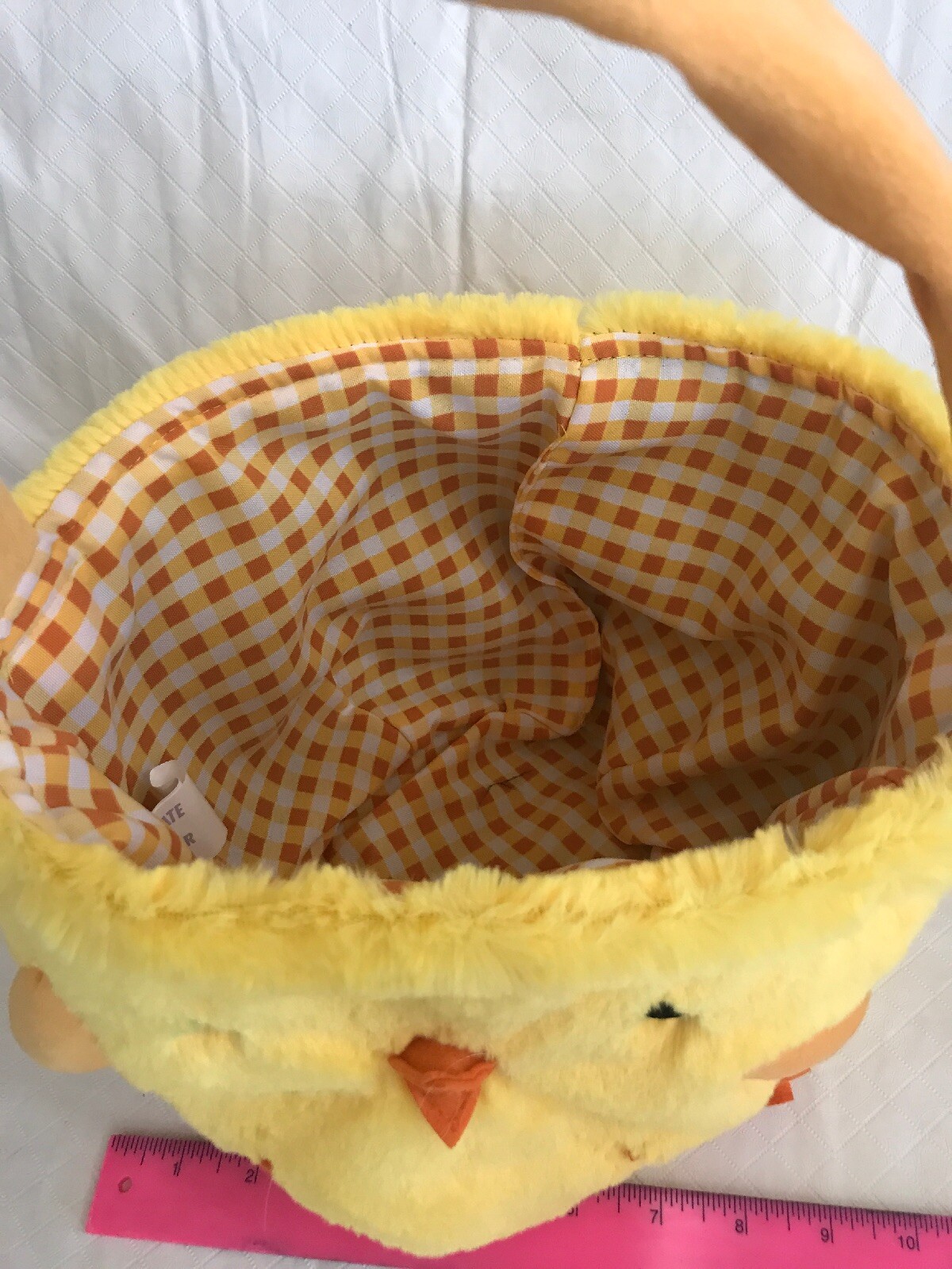 Chick Easter Basket Yellow Plush Gingham Lined Soft w/ Handle Baby ...