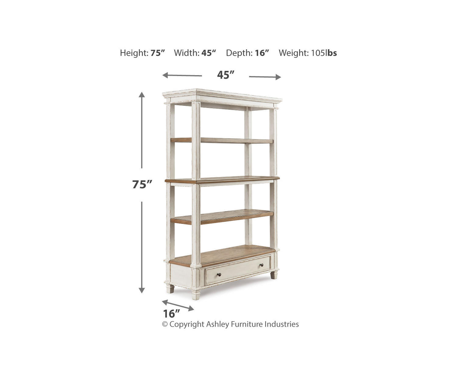 Signature Design by Ashley Casual Realyn 75" Bookcase Brown/White ...