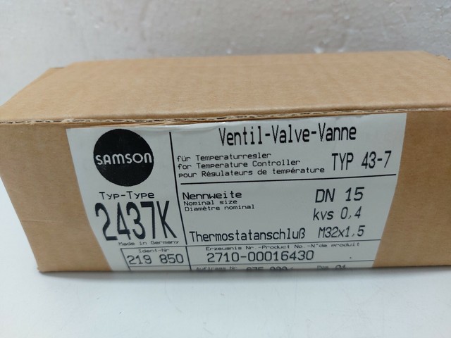 Samson 2430K Temperature Regulator 2750-03000 with 2437K Thermostat for ...