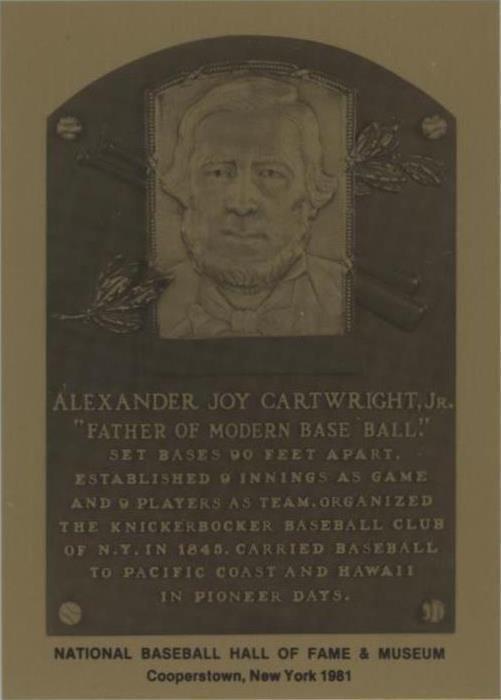 1981-89 Metallic Hall of Fame Plaques - 1981 Alexander Cartwright (RC ...