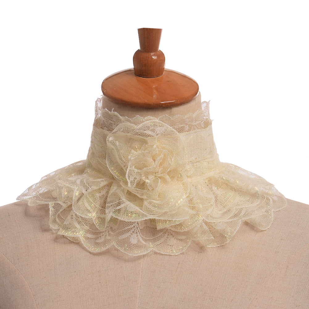 Retro Elizabethan Victorian Yellow Neck Ruff Ruffled Detachable Lace ...