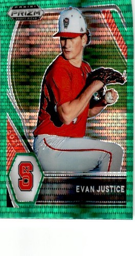 2021 Panini Prizm Draft Picks Green Pulsar Prizm #PDP140 Evan Justice ...
