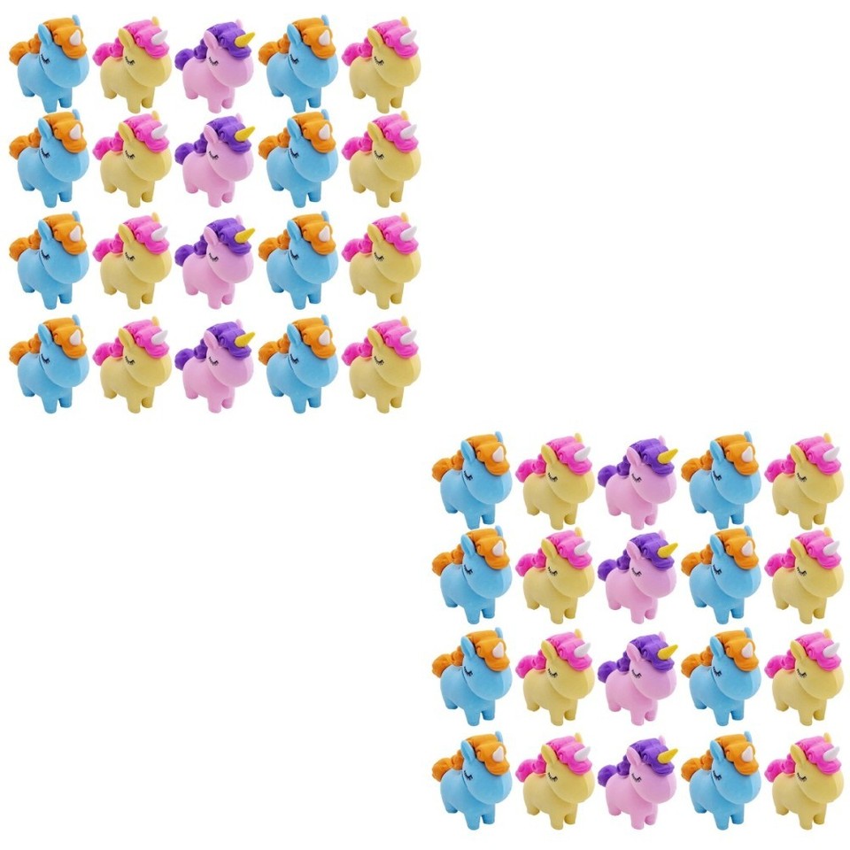 40 Pcs Cartoon Pencil Erasers Convenient Mini Erasers Adorable Unicorn ...