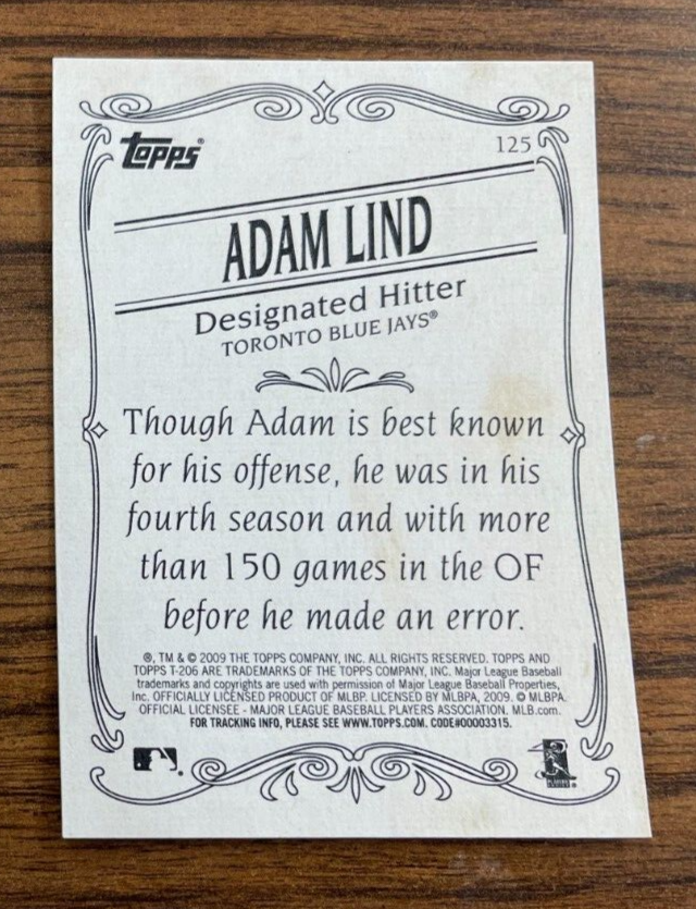 2009 TOPPS Card # 125 Adam Lind - Toronto Blue Jays | eBay
