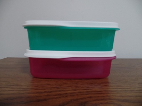 Tupperware Lunch It Containers ~ Fuchsia Pink & Turquish w/White Seals ...