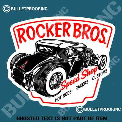 ROCKER BROS Decal Sticker Americana Car Rat Rod Hot Rod Garage Mancave ...
