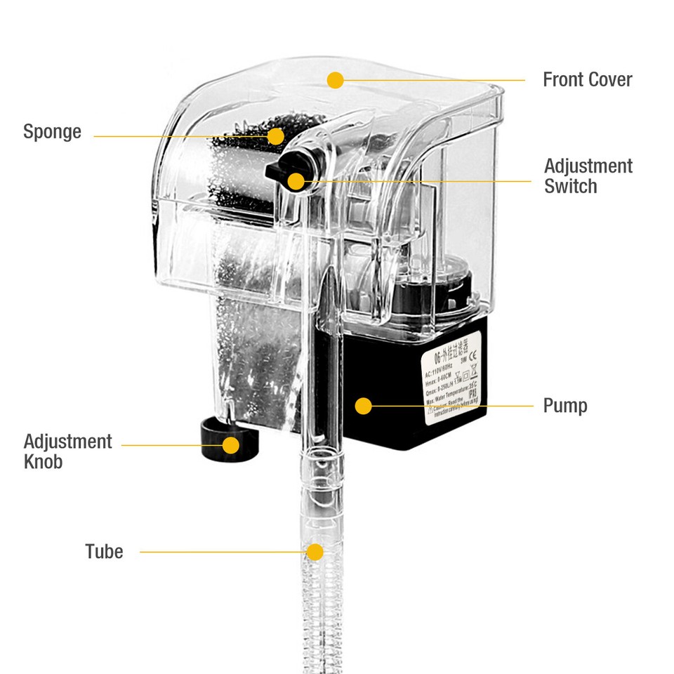 Aquarium Fish Tank Mini Waterfall Hang On External Oxygen Pump Water ...