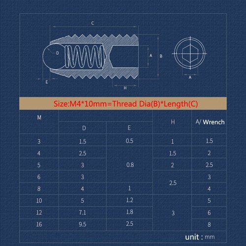 Spring Ball Point Grub Screws-Hex Socket Set Screw Black M3 M4 M5 M6 M8 ...