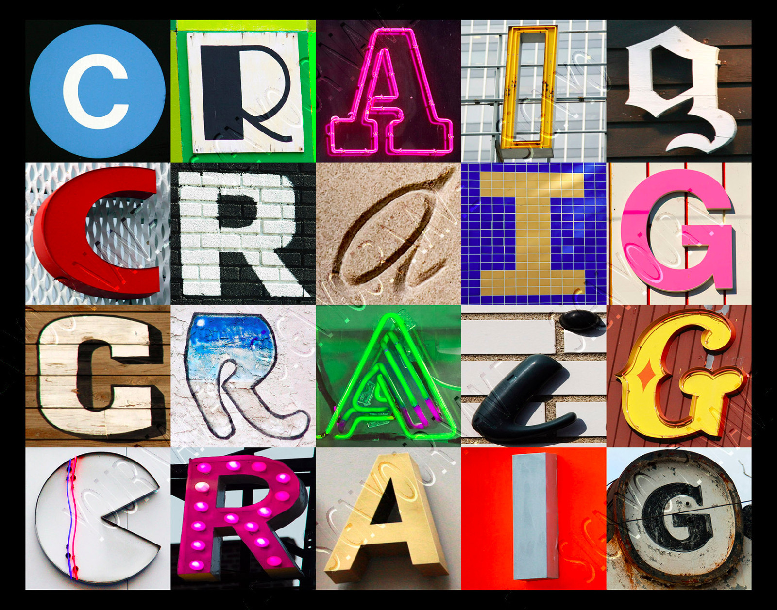 CRAIG Name Poster featuring photos of actual sign letters | eBay