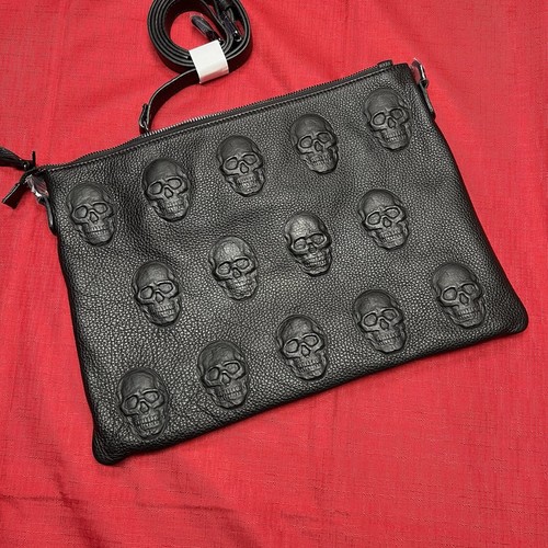 IO Pelle Italian Leather Skull Crossbody Handbag Embossed Skulls 3D ...