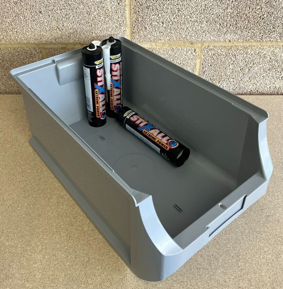 Hanging stacking plastic parts storage lin bins boxes garage workshop ...