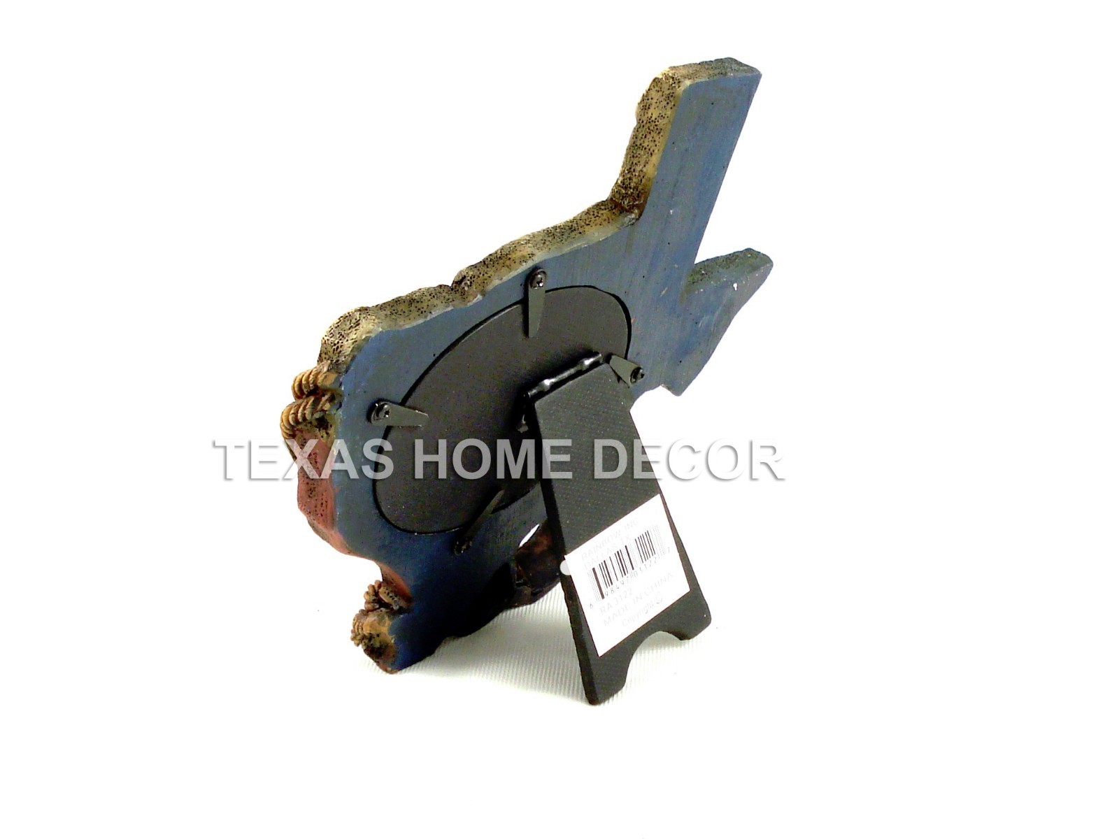 Texas Shaped Picture Frame TX Flag Western Rope Horseshoe Holds 3.5 x 2 ...