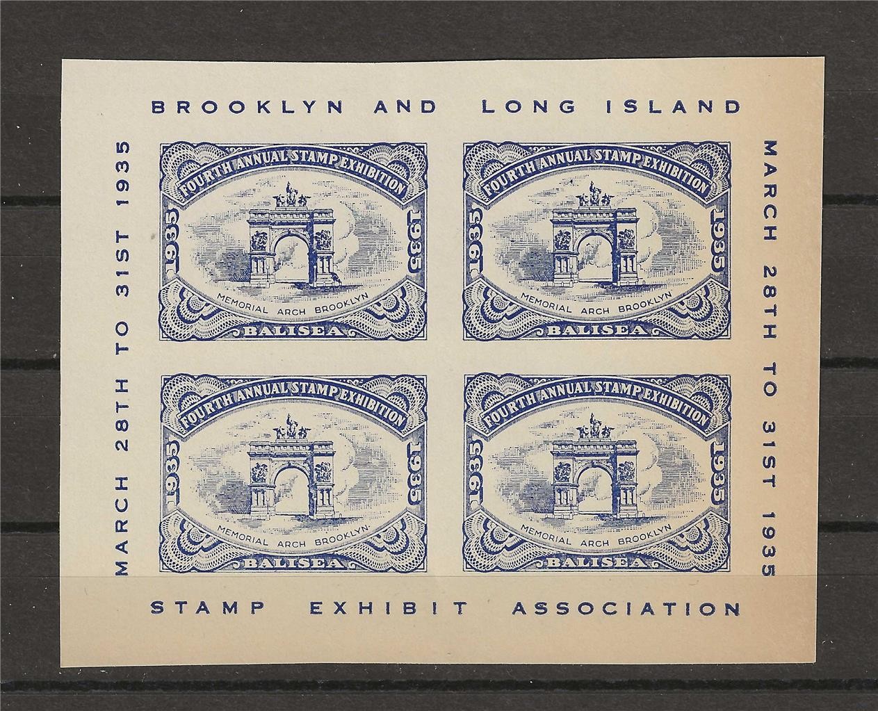 US 1935 Stamp Exhibition Brooklyn & long Island Club Balisea Cinderella ...
