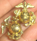 US Marine Corps Left & Right Cap Gold Emblem WW 2 USMC Lapel / Hat Pin ...