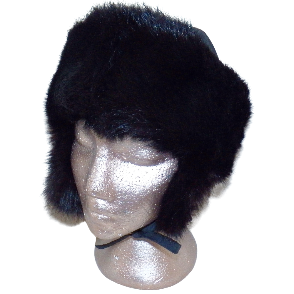 Black Nylon Genuine Canadian Fox Fur Insulated Ushanka Hunter Trapper ...