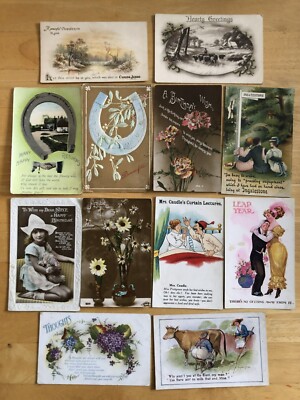 Set of 12 vintage greetings postcards, posted and unposted | eBay