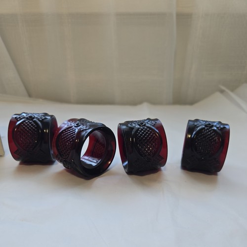 Vintage Avon 1876 Cape Cod Collection NAPKIN RINGS Ruby Red Set of 4 ...