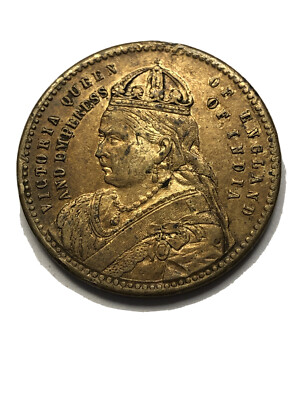 Antique 1837 1887 Britain Queen Victoria 50 Year Jubilee Medal Token 24 ...