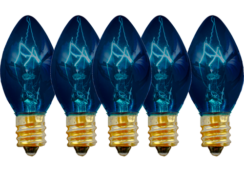 C-7 BLUE CLEAR TWINKLE FLASHING LIGHT BULBS - BRAND NEW 1 BOX OF 25 C7 ...