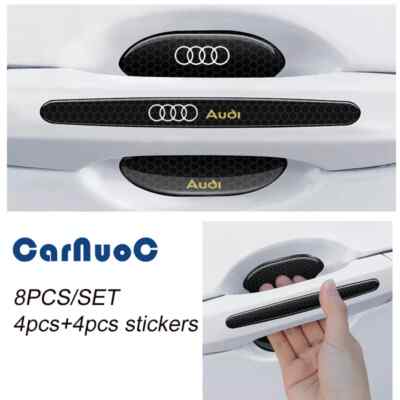Audi door handle protection sticker black silicone accessory 8 pieces ...