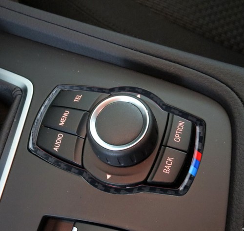 Real CARBON FIBER Interior Multimedia Button Frame Cover M Fits 12-18 ...
