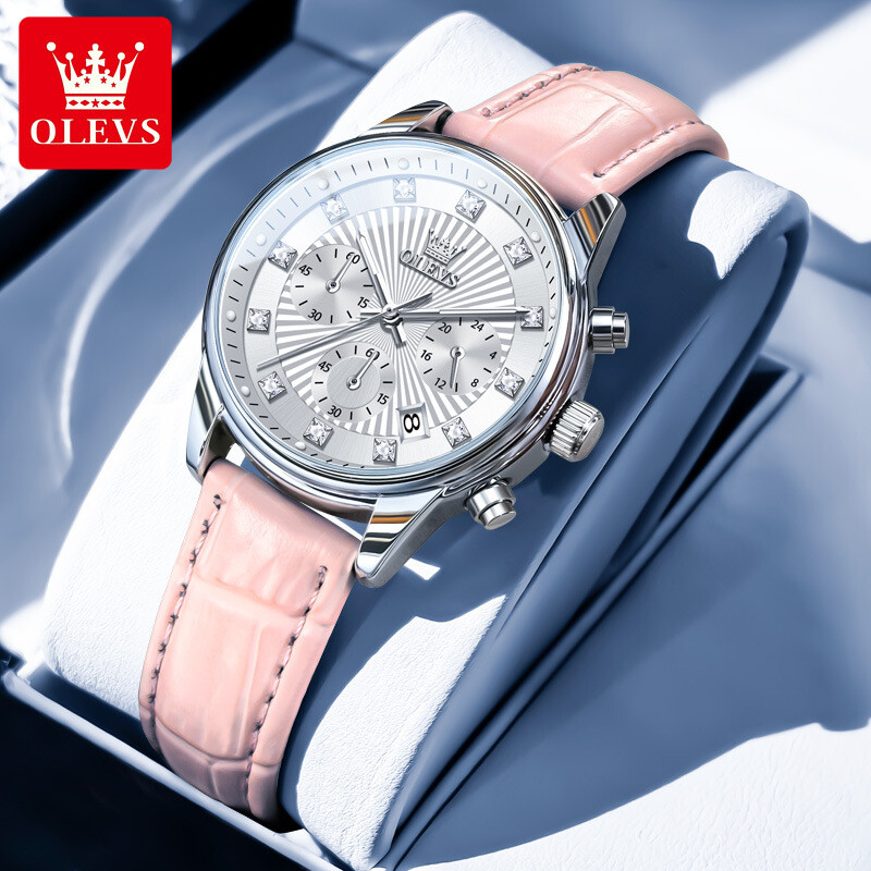 OLEVS Calendar Women's Quartz Watch Waterproof Chronograph Wristwatch ...