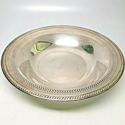 Wm Rogers Round Silver Plated Serving Platter Reticulated w/ Gadroon ...