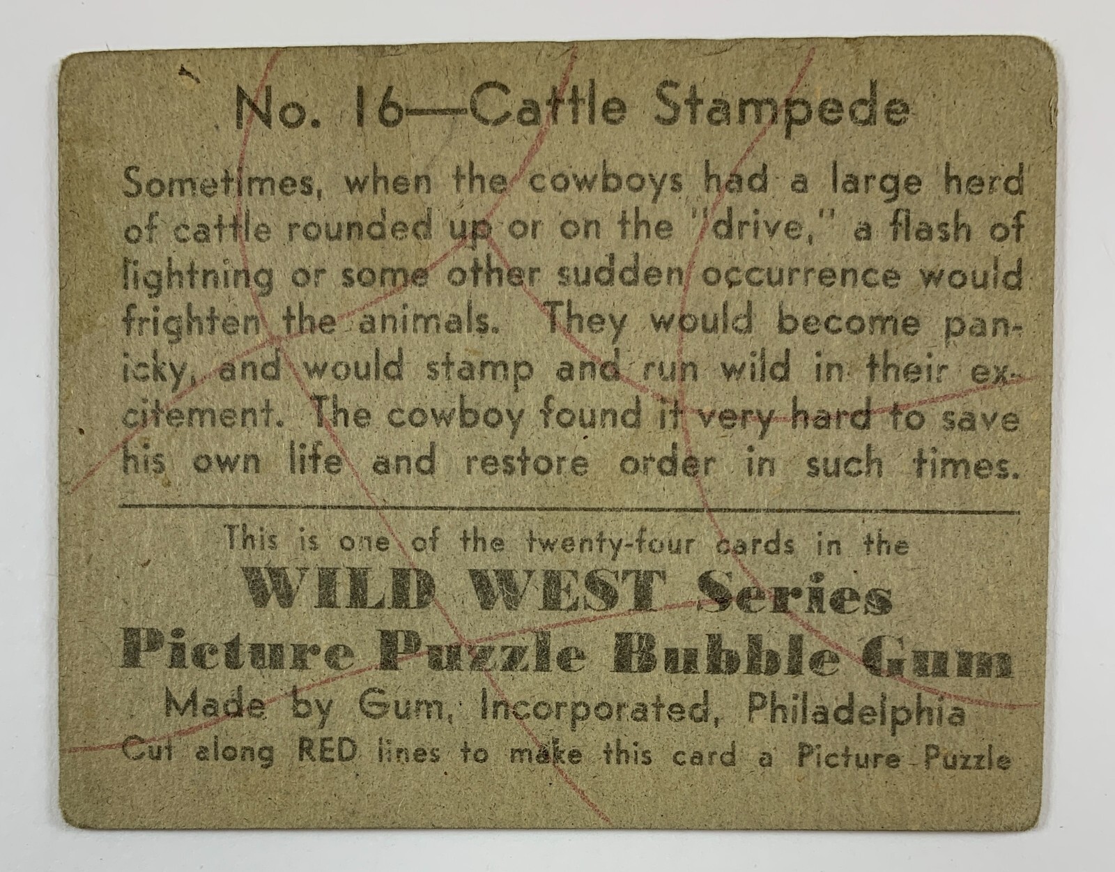 1937 R172 Gum Inc Wild West Series #16 Cattle Stampede 122E | eBay