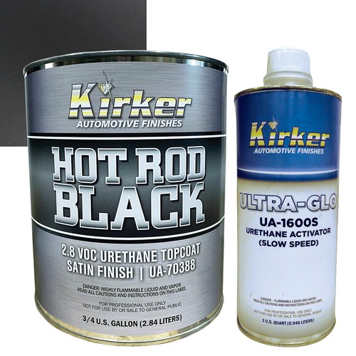 0.75 Gal Kirker Hot Rod Black Satin Car Paint UA-70388 & Slow Ultra-Glo ...
