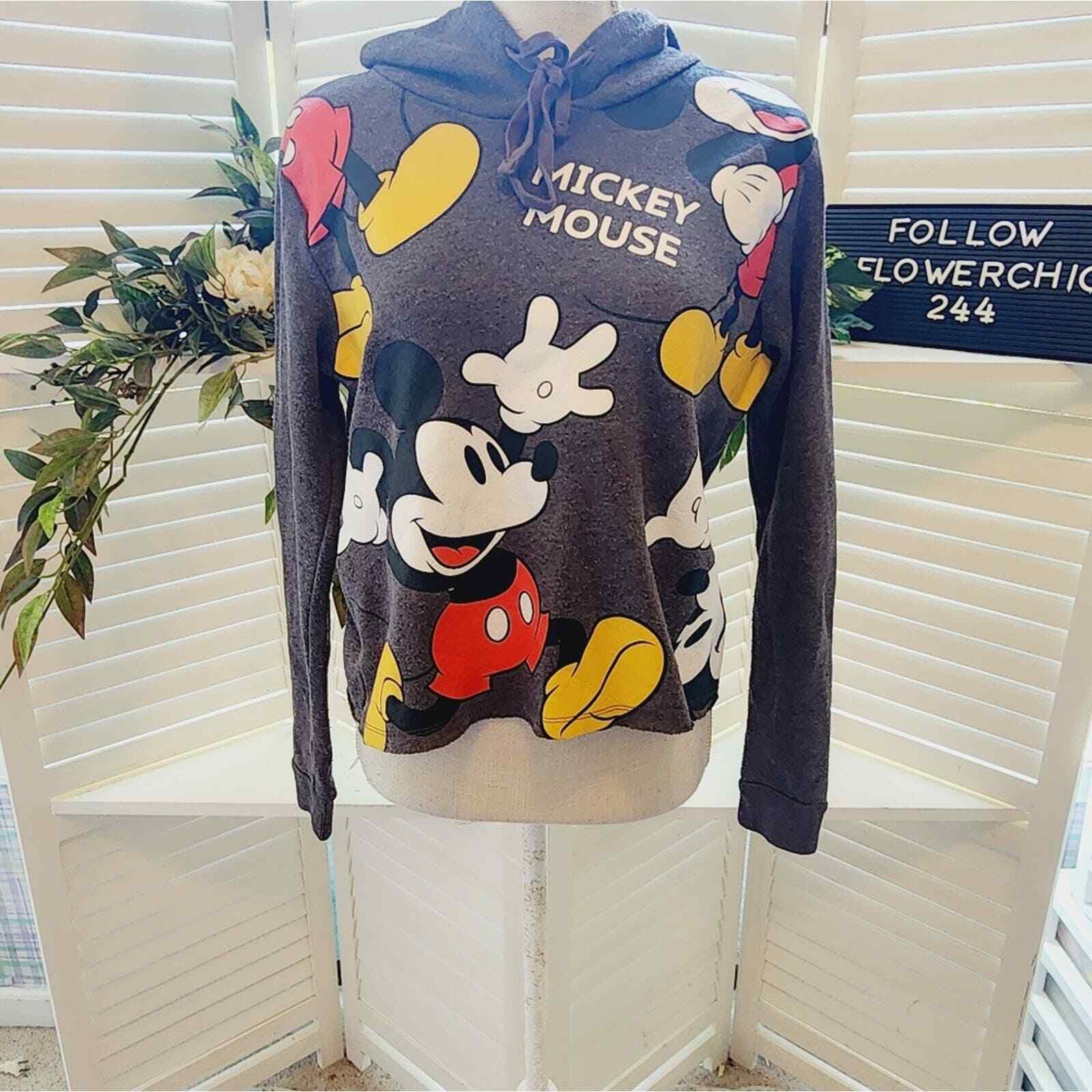 DISNEYS MICKEY MOUSE GRAY SWEATSHIRT HOODED MED - Gem
