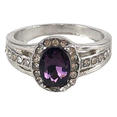 Ring Size 8.25 Violet Stone Silver Plated with Butterflies | eBay