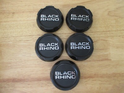 5 NEW Black Rhino Hard Alloys Black Center Caps for 5/6/8L Stadium ...