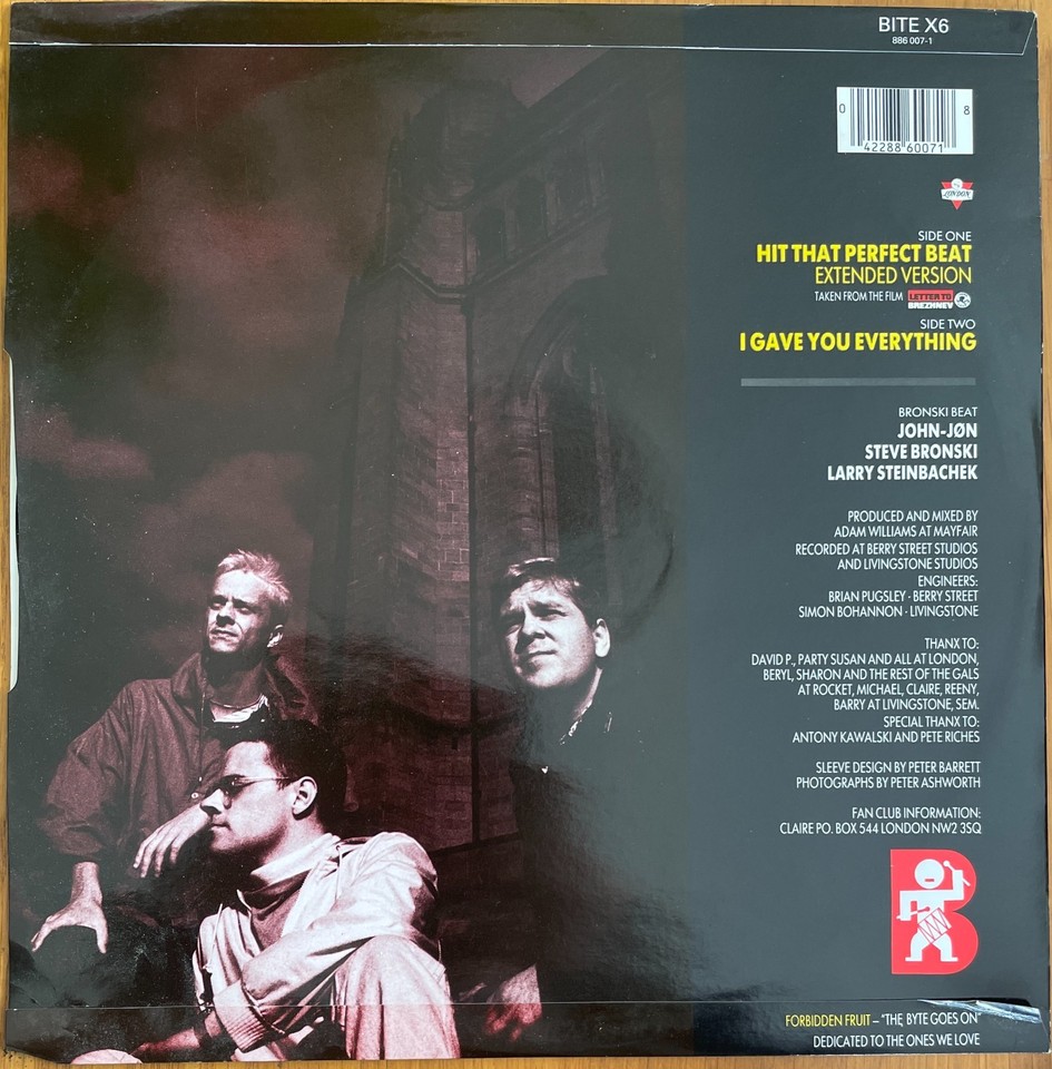 Bronski Beat - Hit That Perfect Beat 12" single 1985 Forbidden Fruit ...