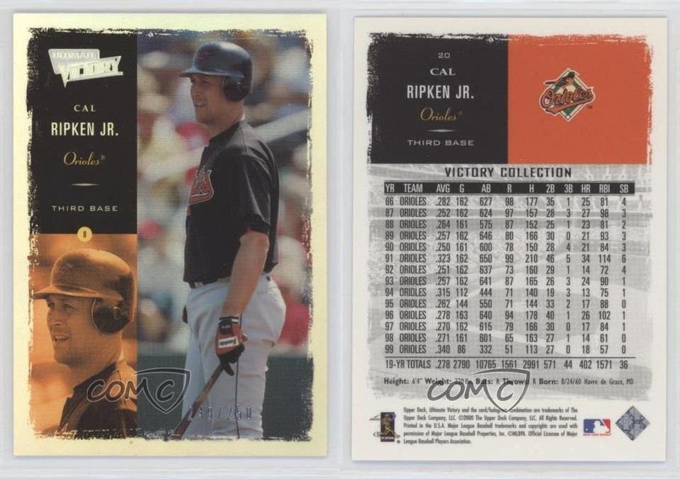 2000 Ultimate Victory Victory Collection 249/250 Cal Ripken Jr #20 HOF ...