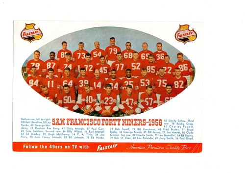 ORIGINAL 1956 SAN FRANCISCO FORTY NINERS 49ers 6X9 TEAM PHOTO CARD BEER ...
