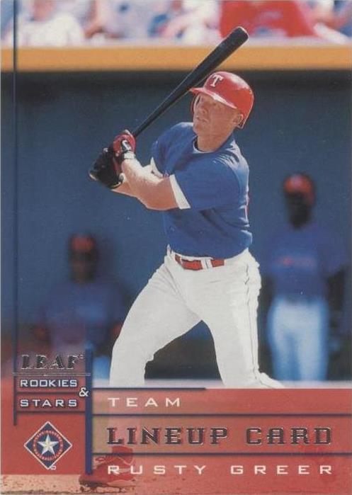 1998 Leaf Rookies & Stars - Team Lineup Card Rusty Greer #167 for sale ...