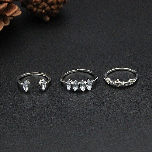 15Pcs/set Ring Bohemian Love Leaf Ring Rhinestone Knuckle Couple Ring ...