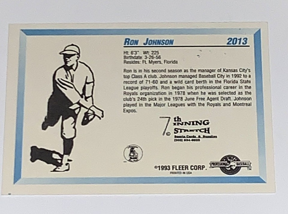 Ron Johnson SIGNED 1993 Fleer ProCards #2013 Wilmington Blue Rocks Auto ...