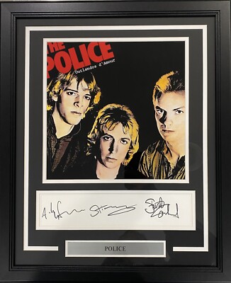 The Police Signed Sting Autographed Photo Display Stewart Copeland Andy ...