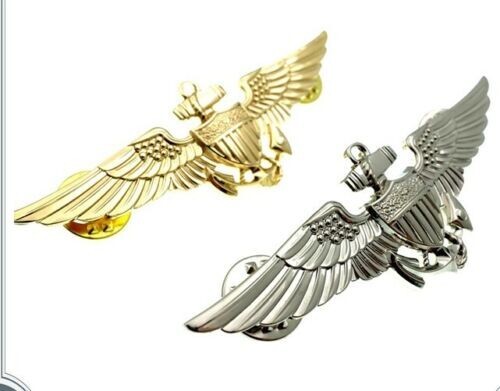 2 Set WW2 WWII U.S.Navy Metal Aviator Pilot Wings Badge Pins Golden ...