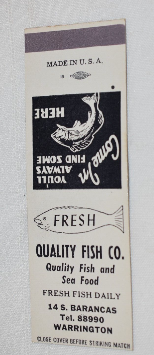 Quality Fish Co. Warrington 20 Front Strike Matchbook Cover | eBay