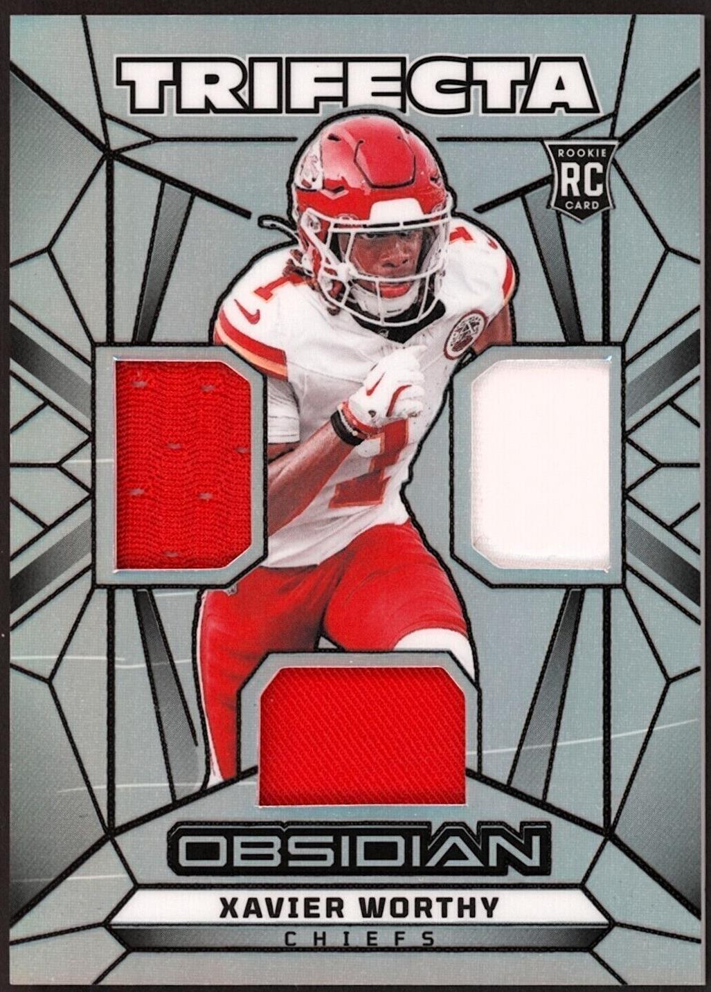 2024 Panini Obsidian - Trifecta Swatches Xavier Worthy #TS-XWY Silver /99 (MEM, RC) for sale ...