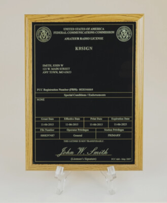 HAM Radio - Amateur Radio License Call Sign Black & Gold Oak Plaque ...